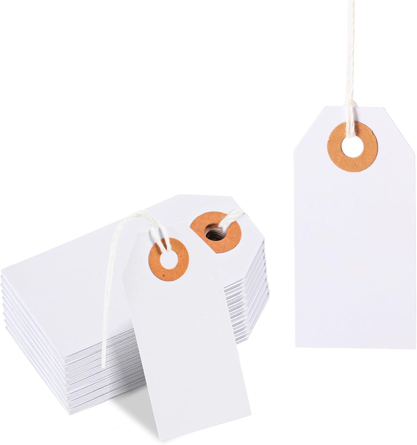 100pcs Price Tags with Strings, 2.75x1.37in White Gift Tags Blank ...