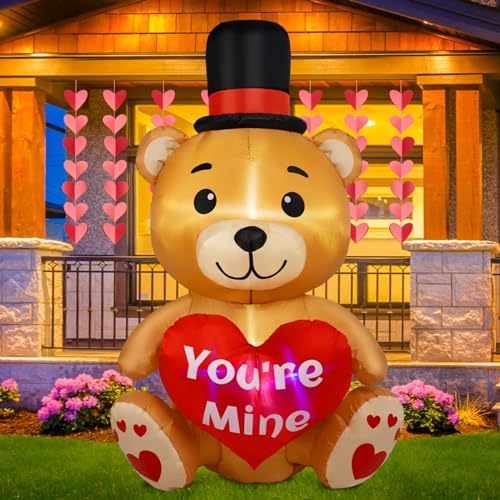 Amazon.com: B&D 4FT Valentine's Day Inflatable Bear Holding Love Heart ...