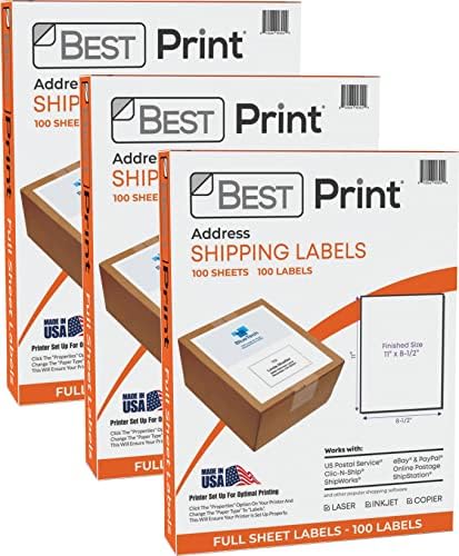 Amazon.com : Full Sheet Shipping Labels, Self Adhesive Shipping Labels ...