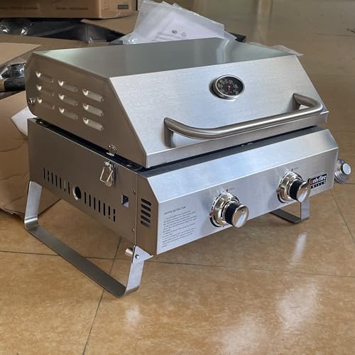 Onlyfire Flat Top Gas Griddle with Lid & Foldable Legs, 2-Burner ...