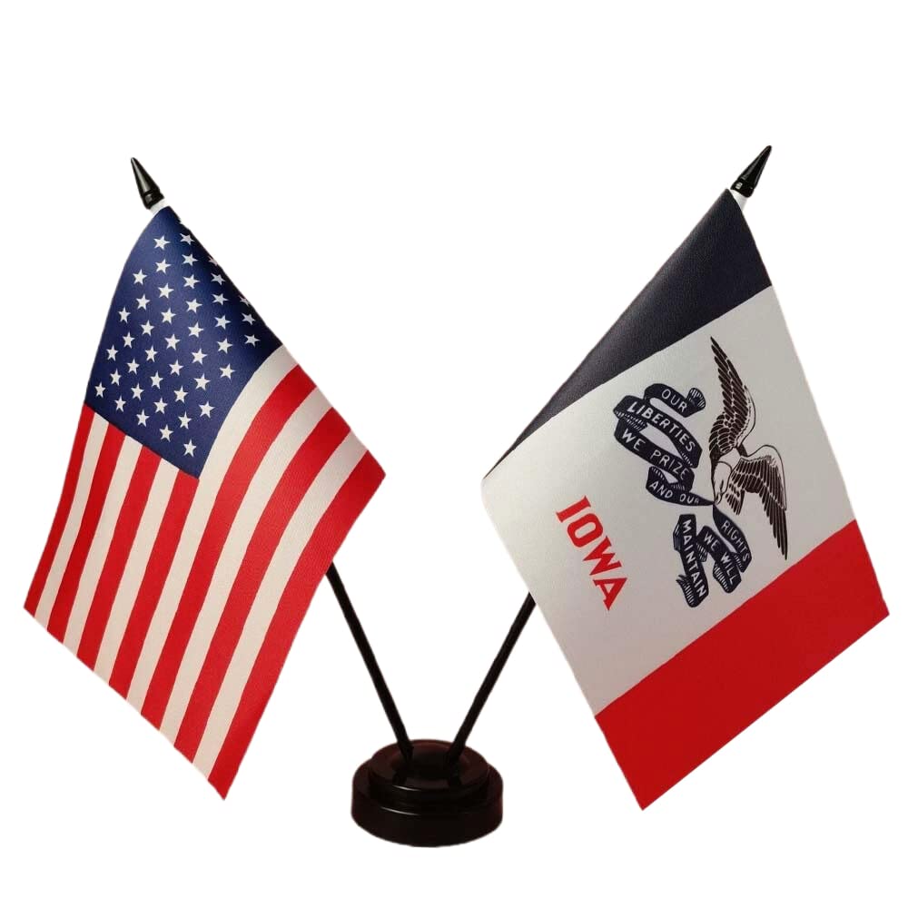 Amazon.com : America & Iowa Twin Desk Flag, US Iowa Table Flags, 8 x 5 ...