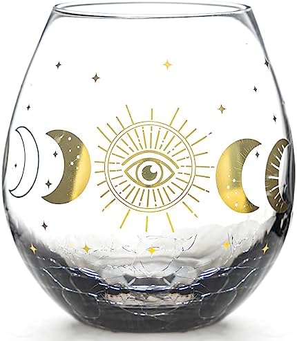 Amazon.com | Goth Moon Phase Stemless Wine Glass - Celestial Moon ...