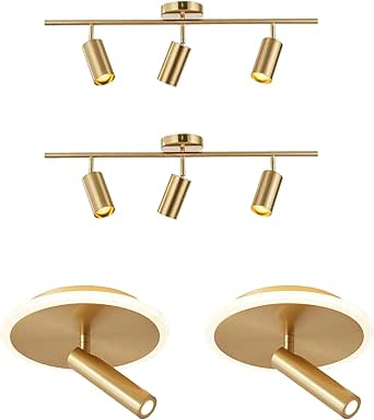 KCO Modern Brass Gold Track Lighting Three Lights Close to Ceiling ...