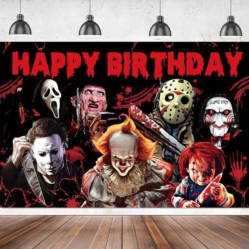 Amazon.com : 5x3FT Horror Birthday Decorations Backdrop, Horror Movie ...