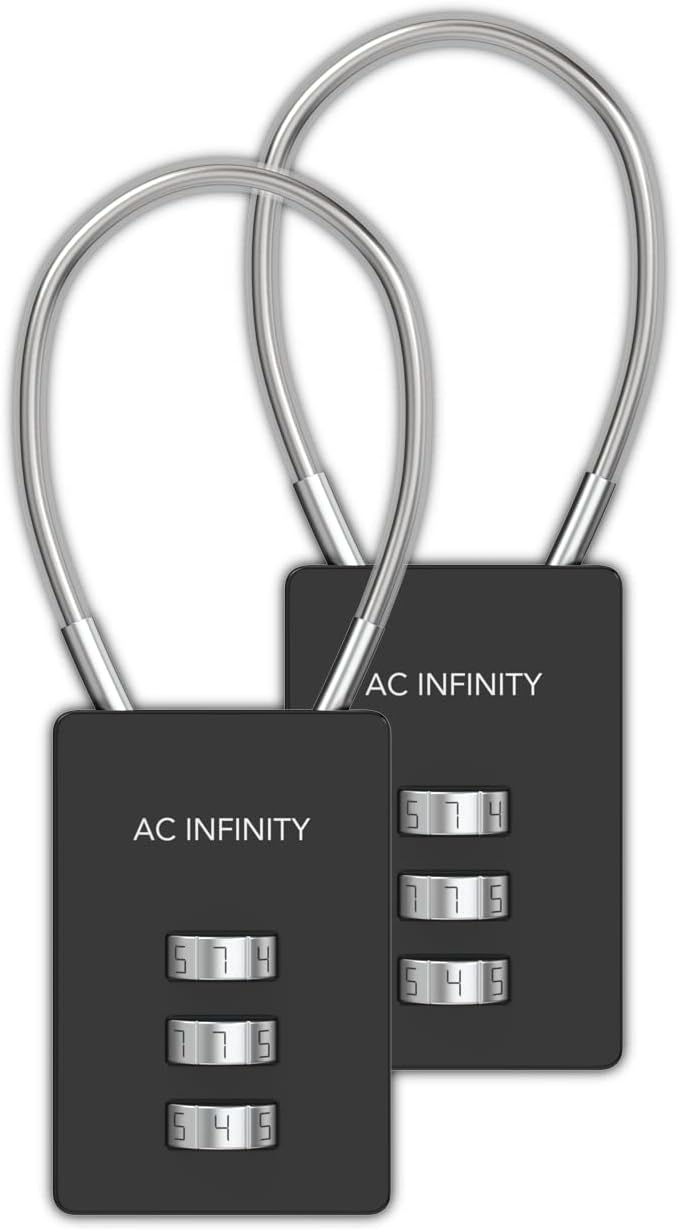 AC Infinity 3-Digit Combination Lock, 2-Pack Heavy-Duty Zinc Alloy ...