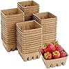 Amazon.com - Juvale Pulp Fiber Berry Baskets - 4 x 4 x 1.81 in Brown ...