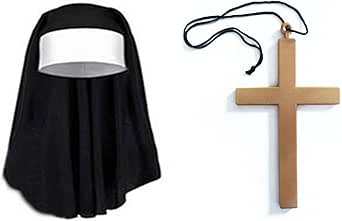Conjunto de disfraz de monja, collar con colgante, sombrero de monja ...