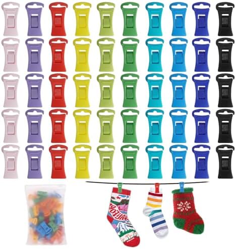 Amazon.com: WATUNID 100 Sock Clips for Laundry, Non Slip Sock Hangers ...