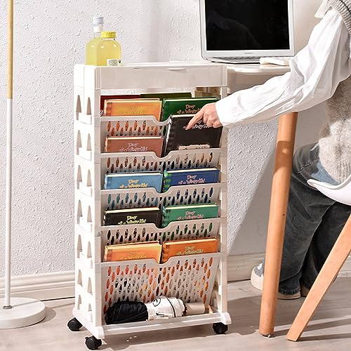 QGUQSSL Removable Mobile Bookcase Trolley, Mobile Bookcase on Wheels, 5 ...