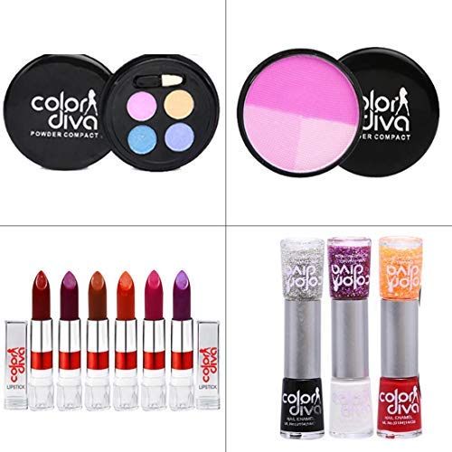 Buy COLOR DIVA 4in1 Eyeshadow, Lipstick, With Dual Nail Paint Pack of ...