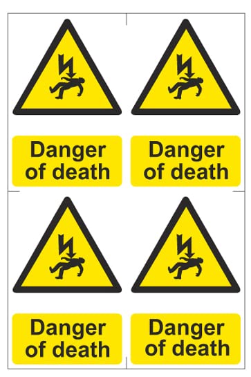Danger of Death Sign Sticker, Waterproof Sticker Sign : Amazon.in ...