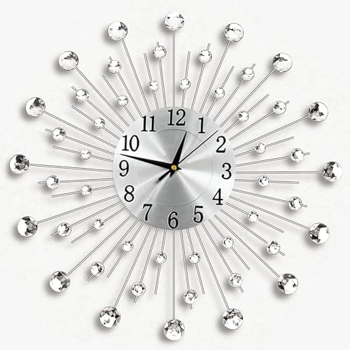 DEENZ 40CM Wall Clock Large Round Luxury Loose Diamond Crystal Mirror ...