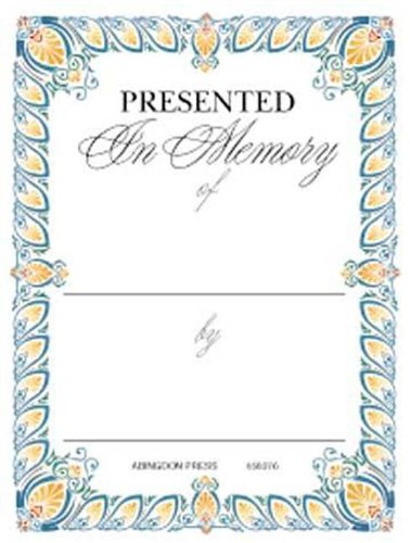 In Memory of Bookplates (Package of 15): NOT A BOOK: 9780687058372 ...