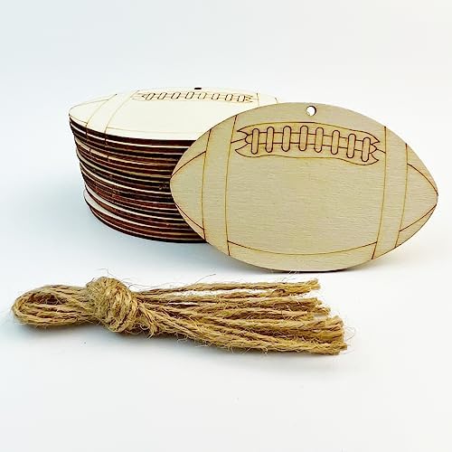 Amazon.com: 8 Pcs Wooden Football Cutouts Unfinished Wood Sports Themed ...