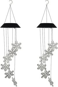 Amazon.com : TEMKIN Outdoor Decoration Solar Snowflake Wind Chimes LED ...