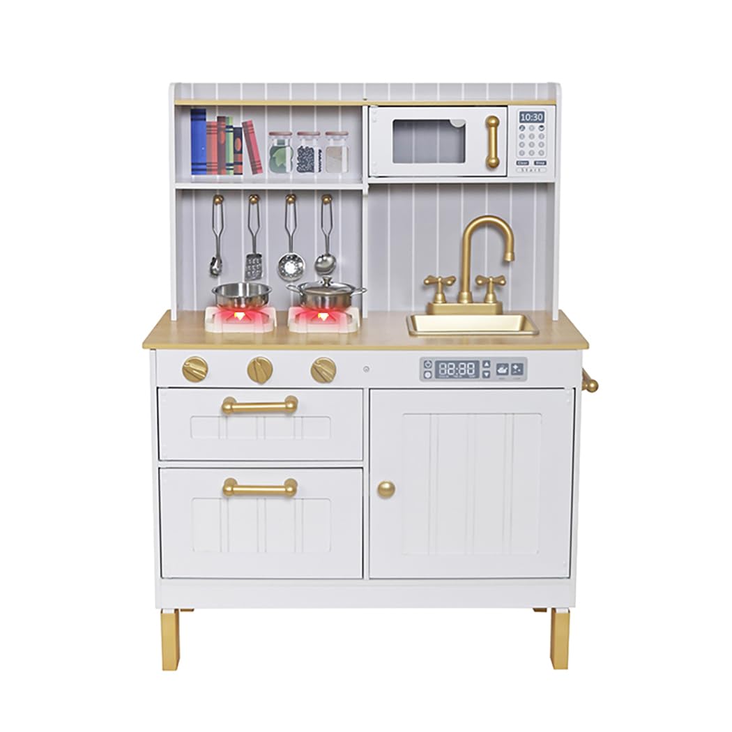 Amazon.com: TOUCH US Wooden Toddlers Kitchens Playsets with 6pcs ...