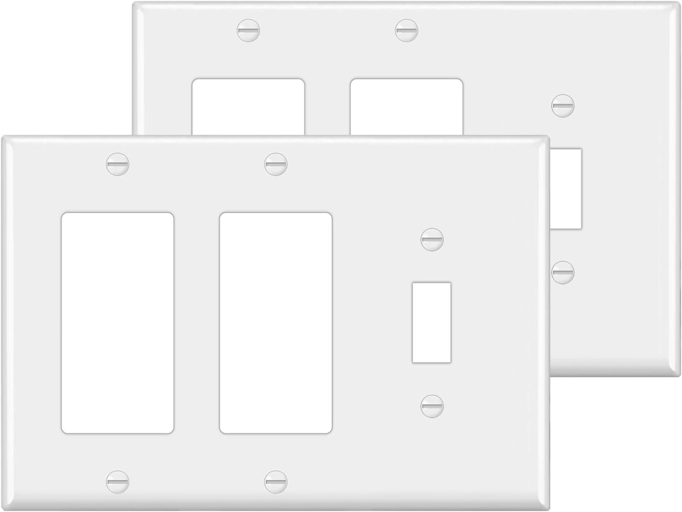 STEEL (Not Plastic) Smooth White 3 Gang Combo Wall Plate - 2 GFCI ...