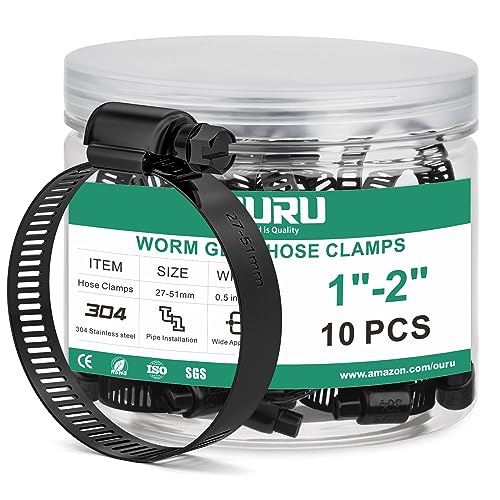 Snapklik.com : 10PCS 12 Black Hose Clamp,Adjustable 27-51mm Small Hose ...