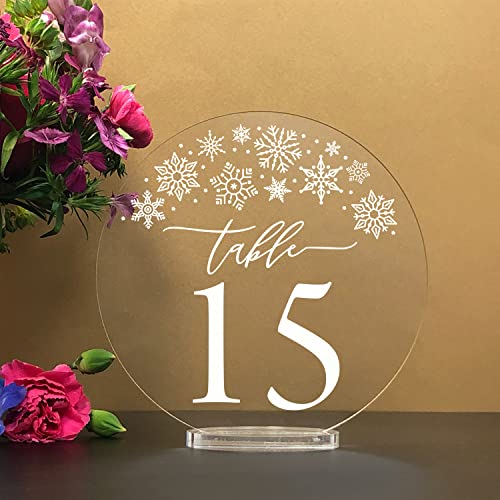 Amazon.com: Snowflake Round Table numbers with stand, clear acrylic ...