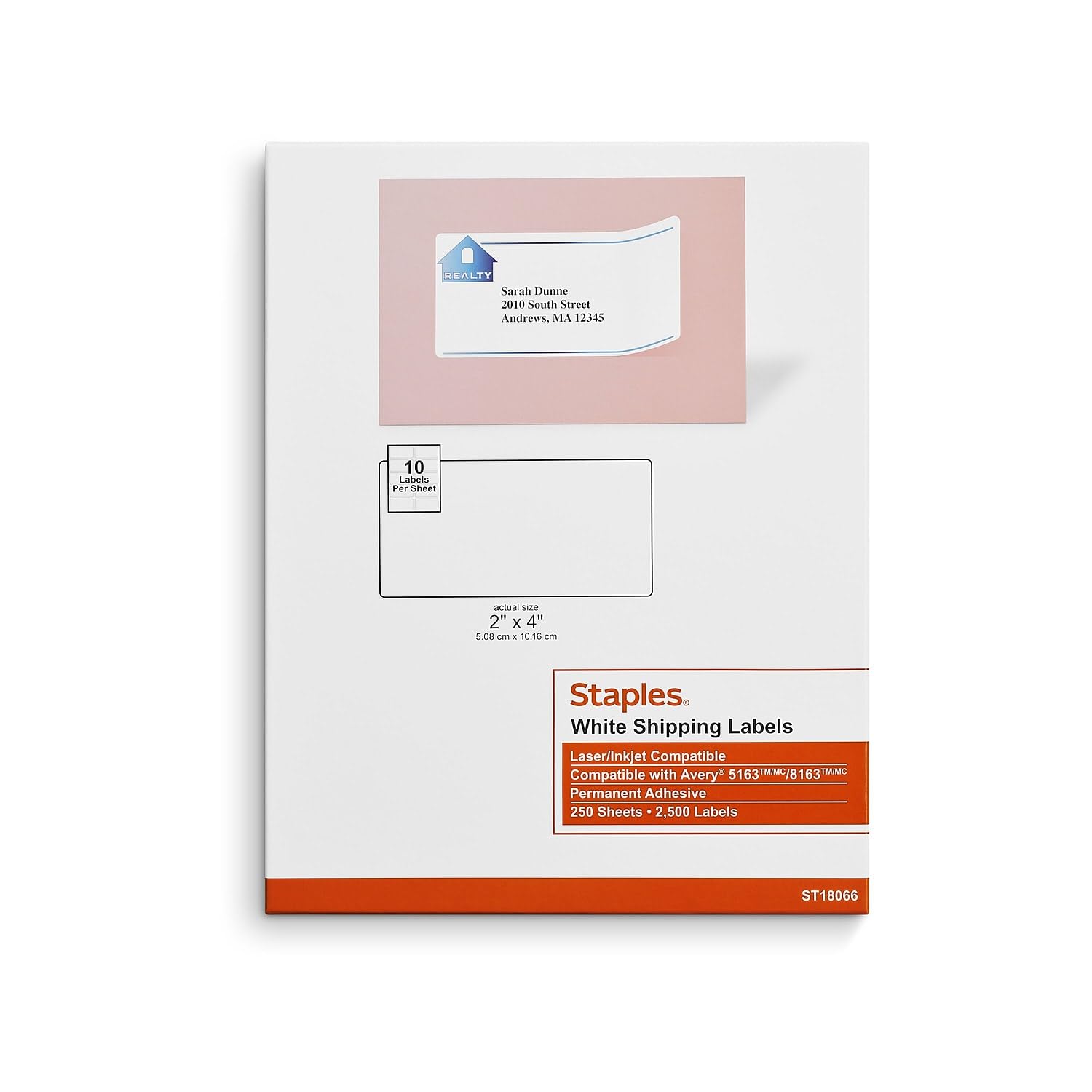 Amazon.com : Staples Laser/Inkjet Shipping Labels, 2-inch x 4-inch ...