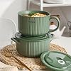 Amazon.com | Inxhbow 2pcs Ceramic Soup Bowls with Handle and Vented Lid ...