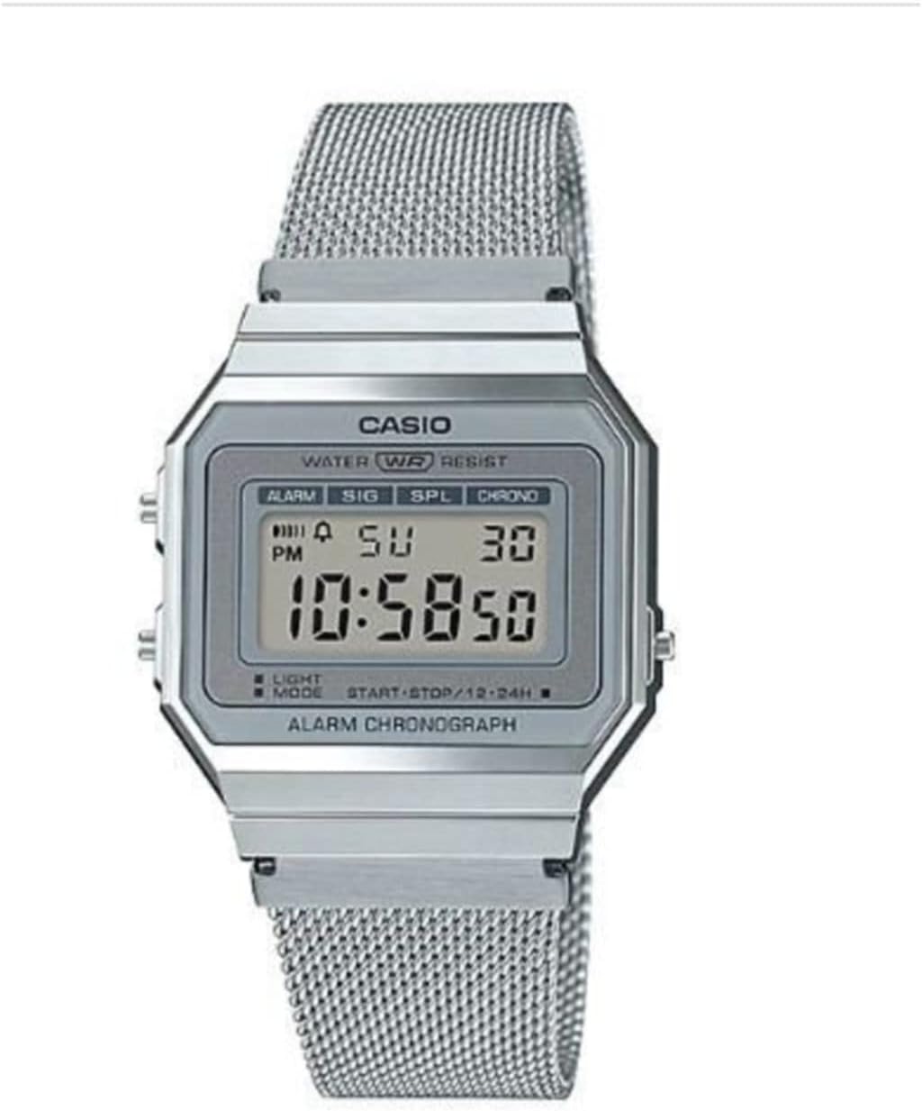 Buy Casio Vintage Series Digital Grey Dial Silver Band Unisex Stainless ...