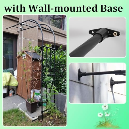 Half Sided Arch Garden Arch Against The Wall Metal Arbor Trellis Black ...