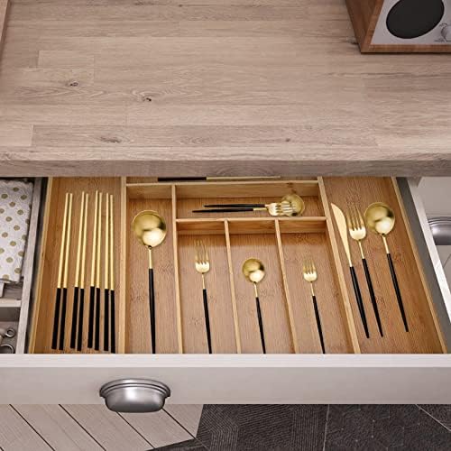 Giggi Bamboo Extendable Cutlery Tray & Organiser| for Drawer | 5-7 ...