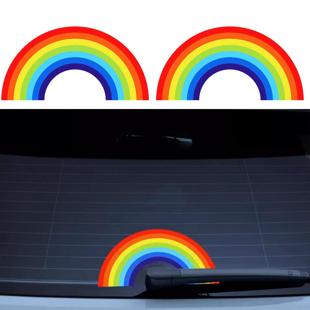 Amazon.com - AMIORO 2 Pcs Rainbow Sticker Car Rear Windshield Wiper ...