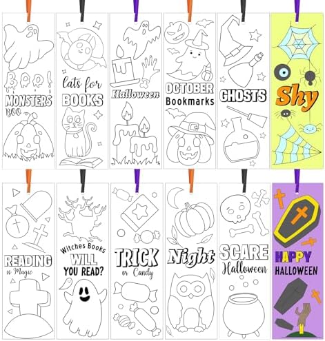 Amazon.com: 72pcs Halloween Color Your Own Bookmarks, DIY Coloring ...