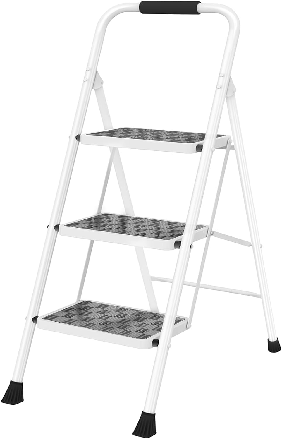 HBTower 3 Step Ladder, Step Stool for Adults, Folding Step Stool with ...