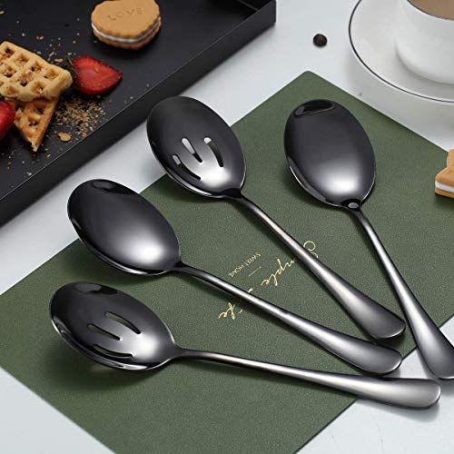 Snapklik.com : Black Serving Spoons 4 Pieces, Titanium Plating Serving ...