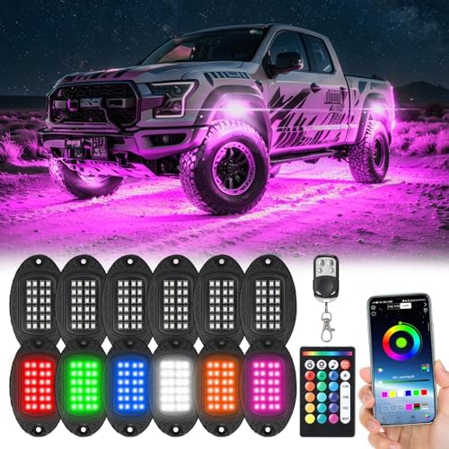 Amazon.com: 12Pods Metal RGB LED Rock Lights with Bluetooth APP/RF ...