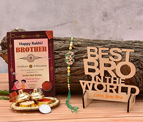 Buy Pride Store Peacock Rakhi for Bro | Best Bro In The World Wooden ...