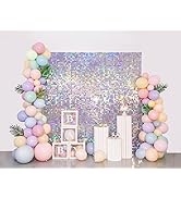 Amazon.com: Shimmer Wall Backdrop Silver Iridescent Square Sequin Wall ...