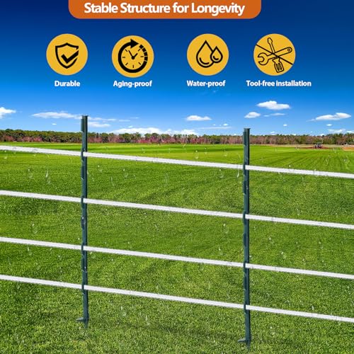 Snapklik.com : Electric Fence Posts 50 Pack, 48 Inch Step In Fence Post ...