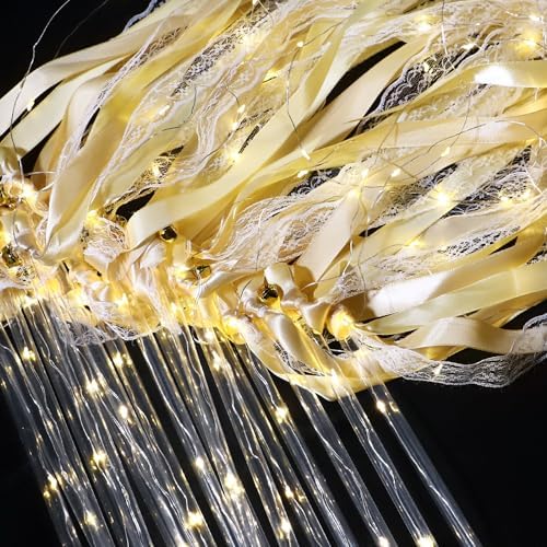 Amazon.com: UXORSN 12Pcs Ribbon Lace Wedding Wand Streamers Silk Fairy ...