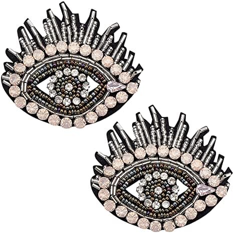 Amazon.com: INFUNLY 4Pcs Love Heart Eye Rhinestone Bead Patch 4.1x2.9in ...