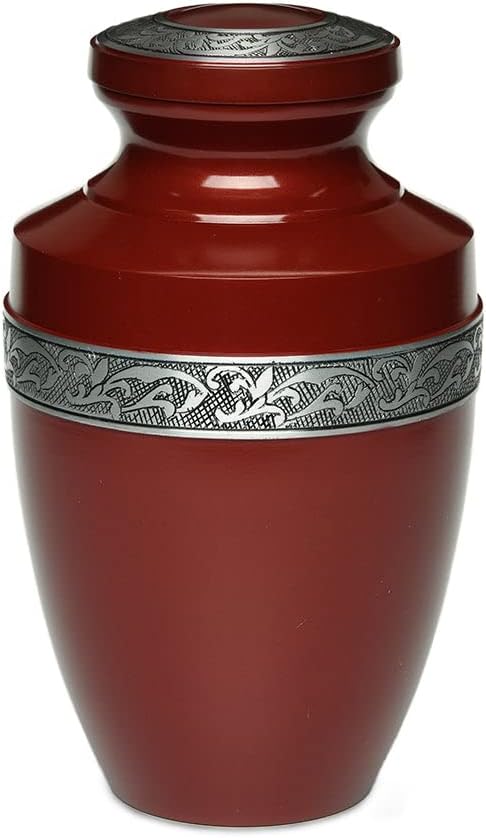 Amazon.com: Brick Red Cremation Urn with Grecian with Flowing Vine ...