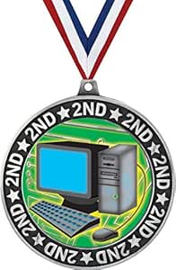 Amazon.com : Computer Second Place Medals, 2 3/4" Silver Computer ...