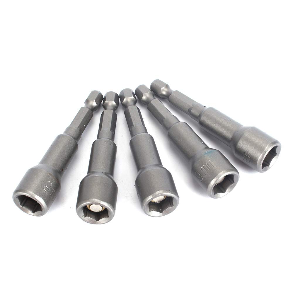 5Pcs 9mm Power Nut Driver Drill Bit Set 1/4" Hex Shank Metric Socket ...