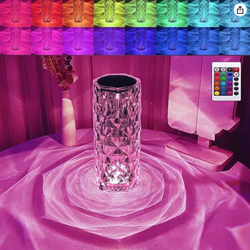 LED Crystal Touch Lamp, 16 Color Changing RGB Night Light, Rose ...