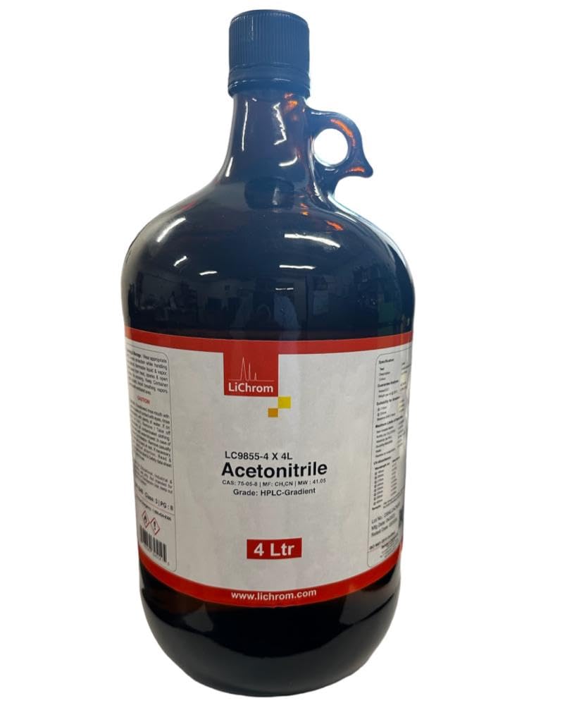 Acetonitrile, HPLC Gradient Grade, 99.9% Min, 4X4 Liter (via Ground ...