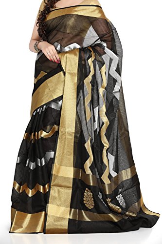 Buy Roop Sangam Cotton Saree (Rs_001_Black_Black) at Amazon.in