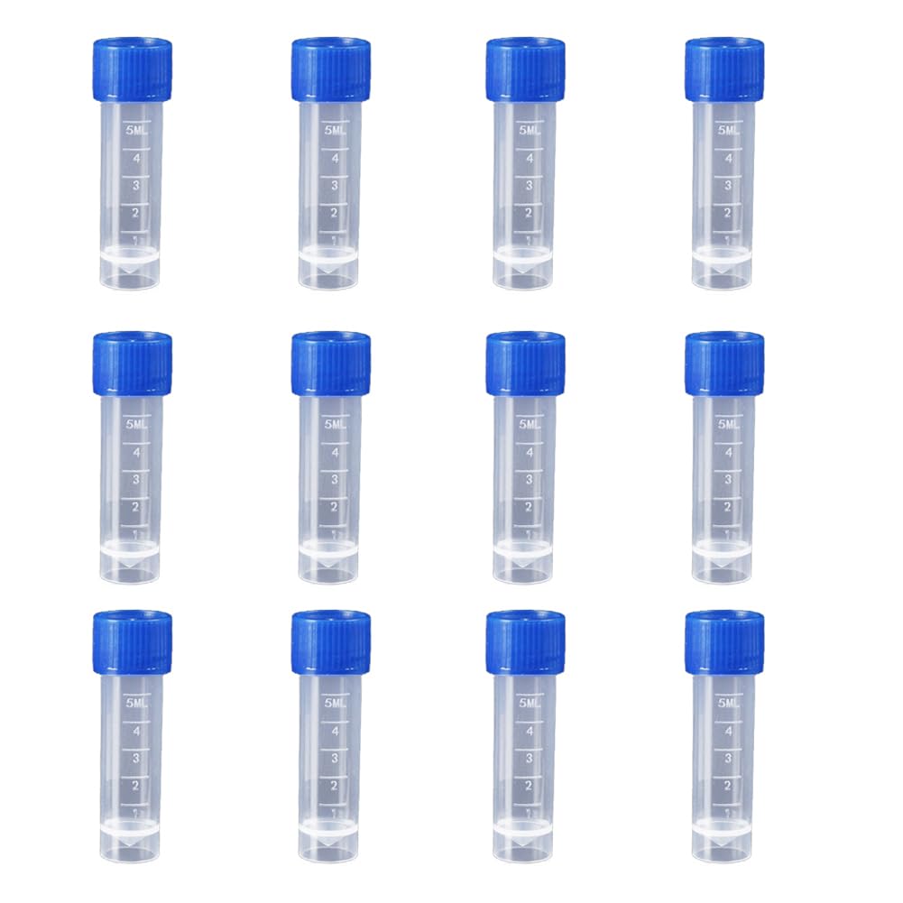 24Pcs 5ml Plastic Test Tubes with Screw Caps Small Bottle Vial Storage ...