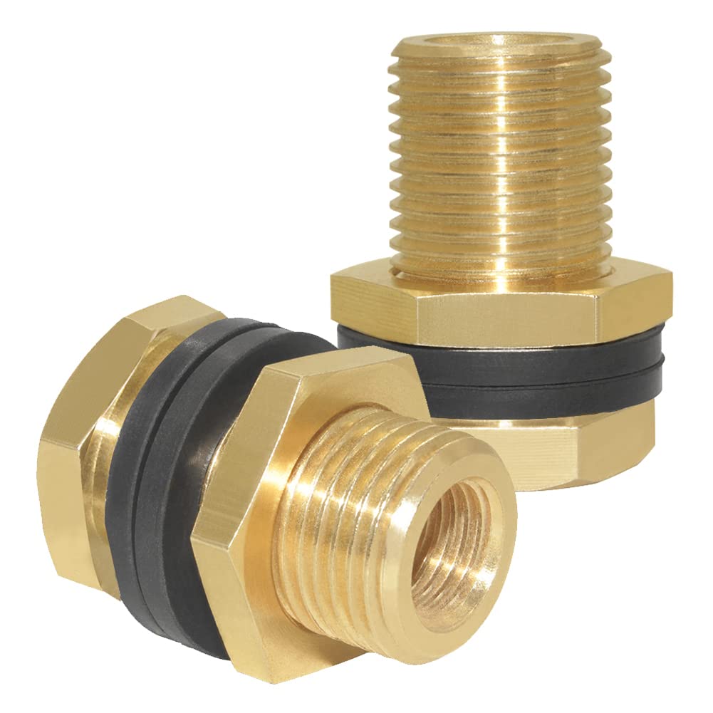 Snapklik.com : Joywayus Brass Full Thread Lengthened Bulkhead Fitting 1 ...