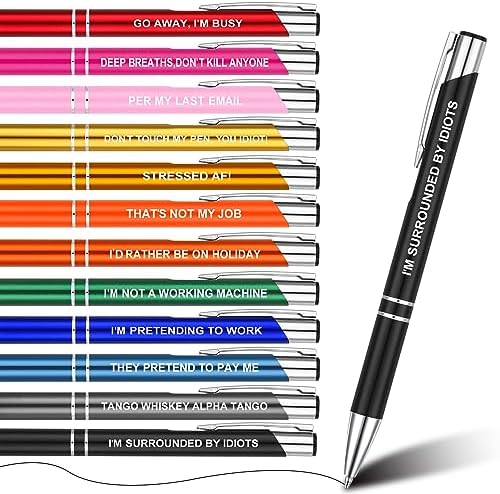 FRIUSATE 12Pcs Funny Pens for Work,Cheeky Slogan Pens Novelty Rude Pens ...