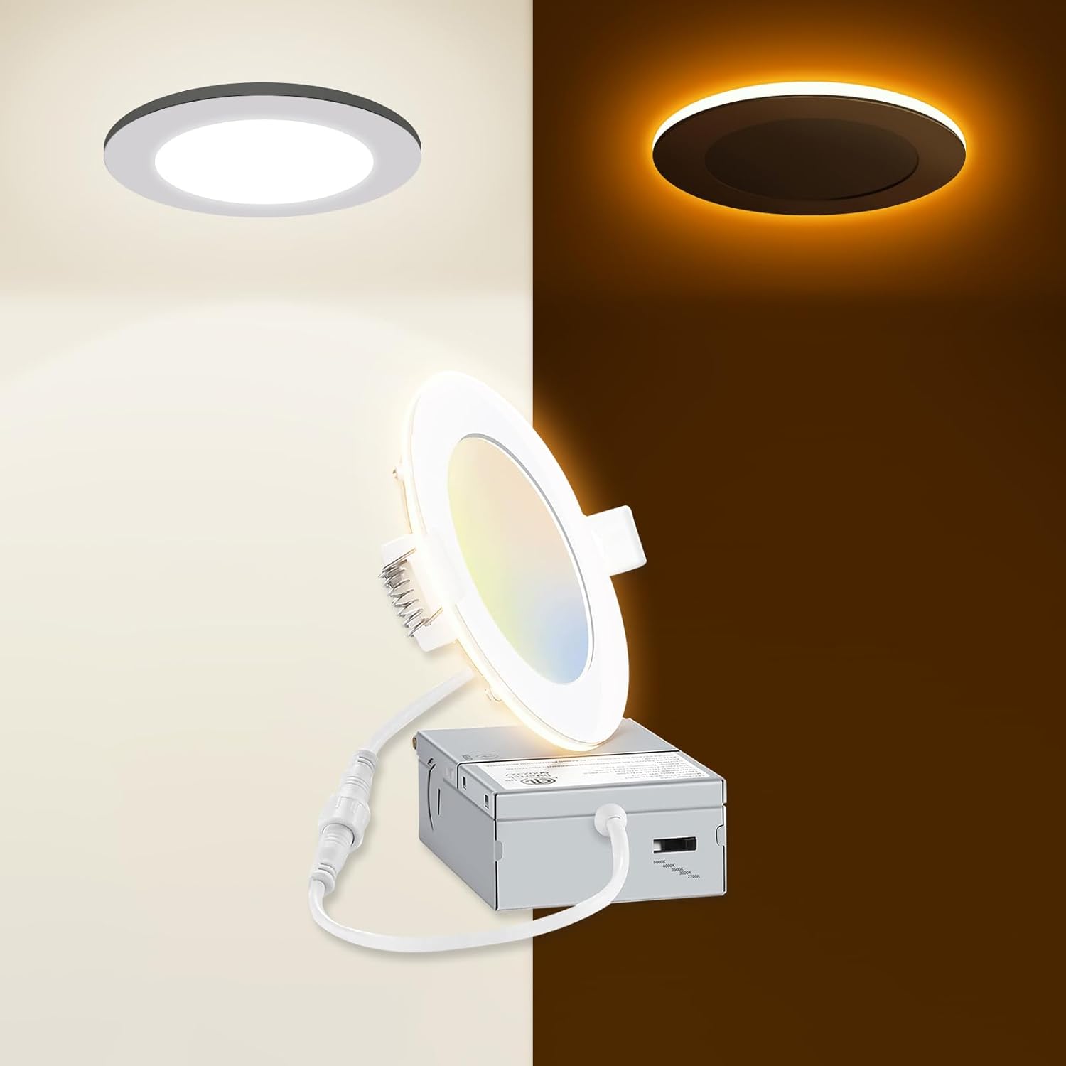 INCARLED 4Inch 5CCT LED Recessed Slim Pot Lights with Night Light ...