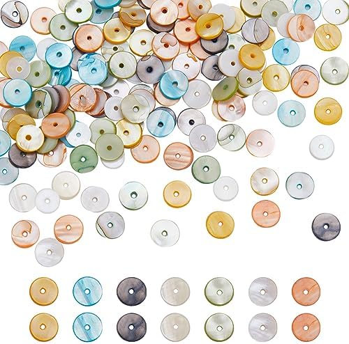 Amazon.com: SUNNYCLUE 1 Box 200Pcs Shell Disc Beads Flat Shell Beads ...