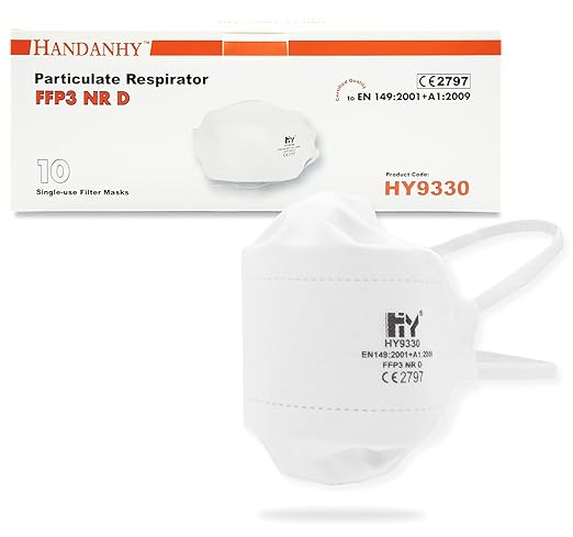 Non-Valved FFP3 Face Masks, Handanhy HY9330 Pro NR D Premium Disposable ...